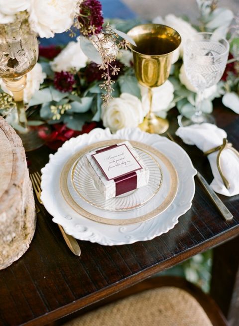 Winter Glam - Art Deco Wedding Inspiration in Gold, White, and Burgundy ...