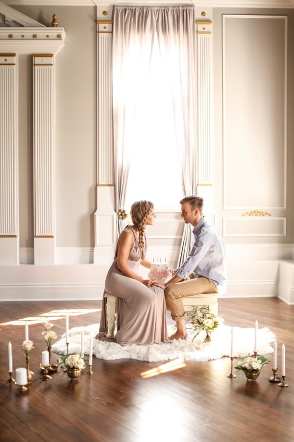 Intimate Love Story Engagement in Blush, Taupe, and Gold - Hey Wedding Lady