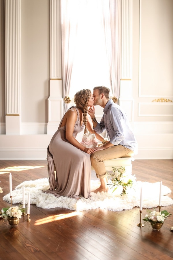 Intimate Love Story Engagement in Blush, Taupe, and Gold - Hey Wedding Lady