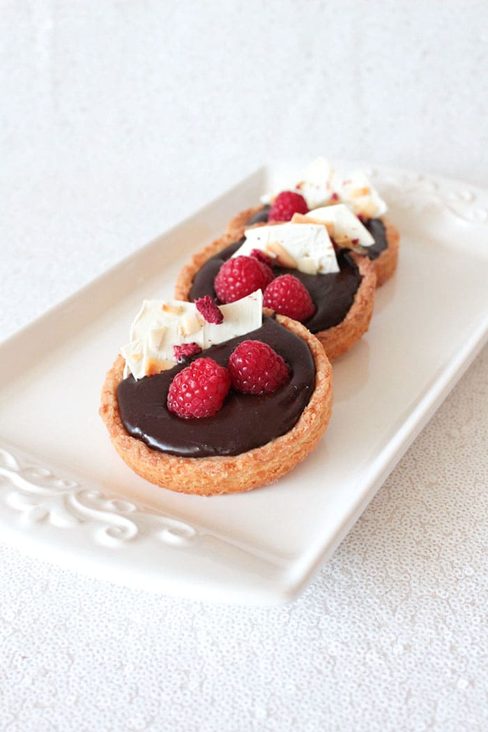 Dark Chocolate Raspberry Tarts and Kir Royale Cocktails - Hey Wedding Lady