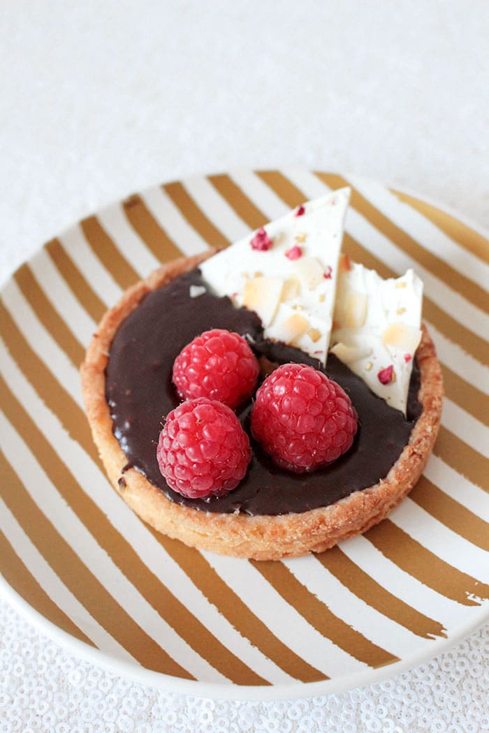 Dark Chocolate Raspberry Tarts and Kir Royale Cocktails - Hey Wedding Lady