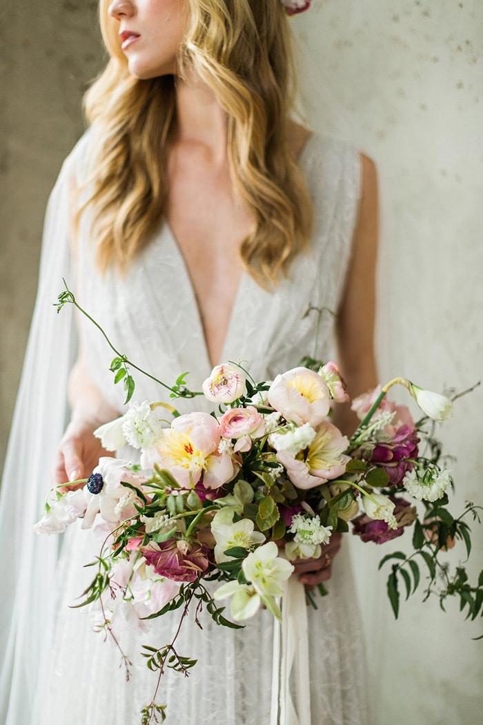 Enchanting Wedding Flowers in Peach and Plum - Hey Wedding Lady