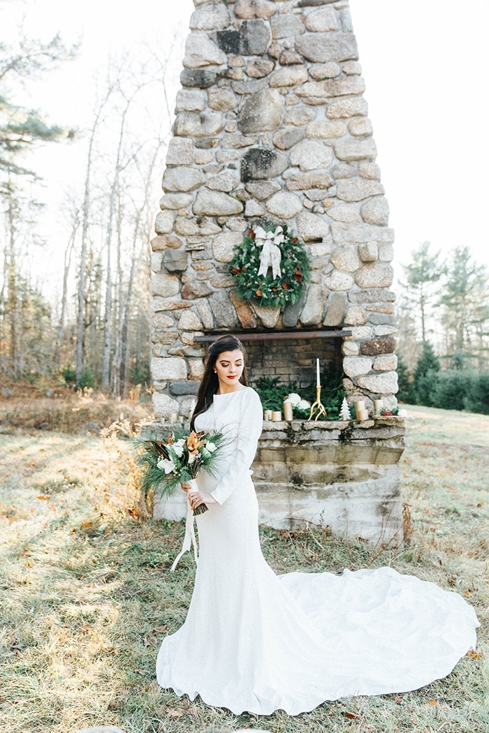 Cozy Winter Greenery Wedding Shoot - Hey Wedding Lady