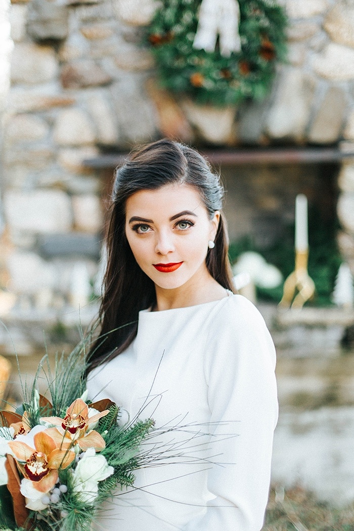 Cozy Winter Greenery Wedding Shoot - Hey Wedding Lady