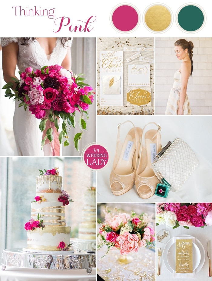 Modern Pink and Gold Palette with Emerald Details - Hey Wedding Lady