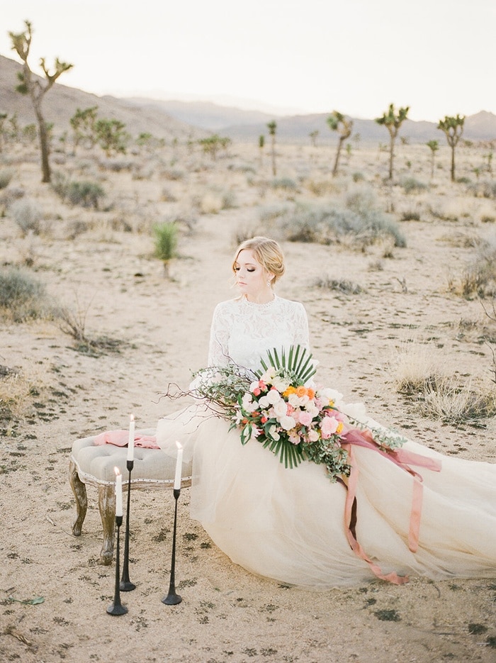 Desert Sunset Bridal Shoot in Joshua Tree - Hey Wedding Lady