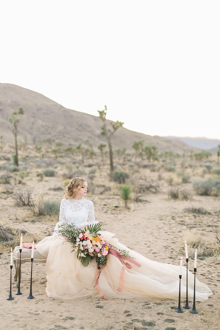 Desert Sunset Bridal Shoot in Joshua Tree - Hey Wedding Lady