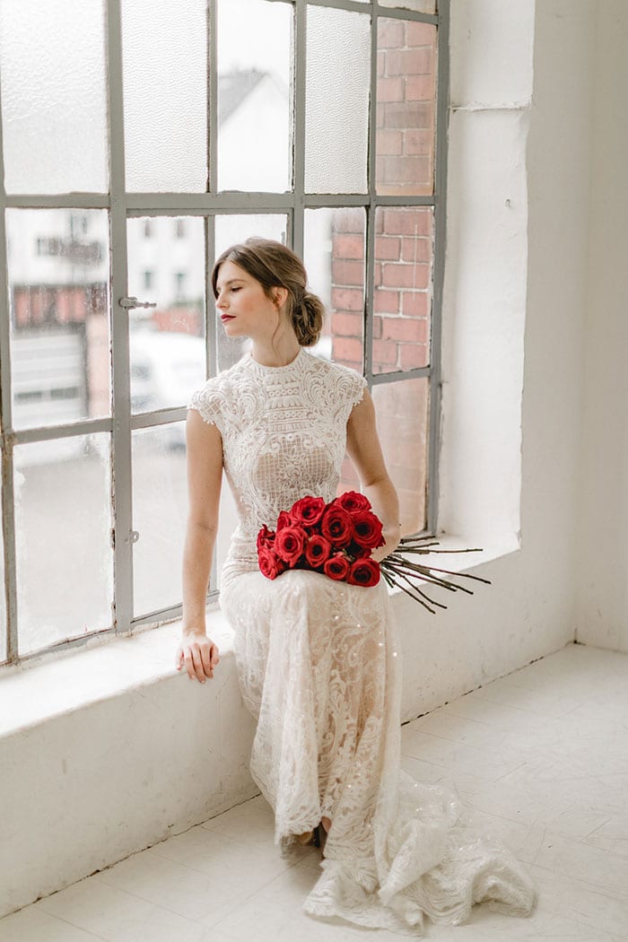 Bold Red Roses and Creative Bridal Style Come Together - Hey Wedding Lady
