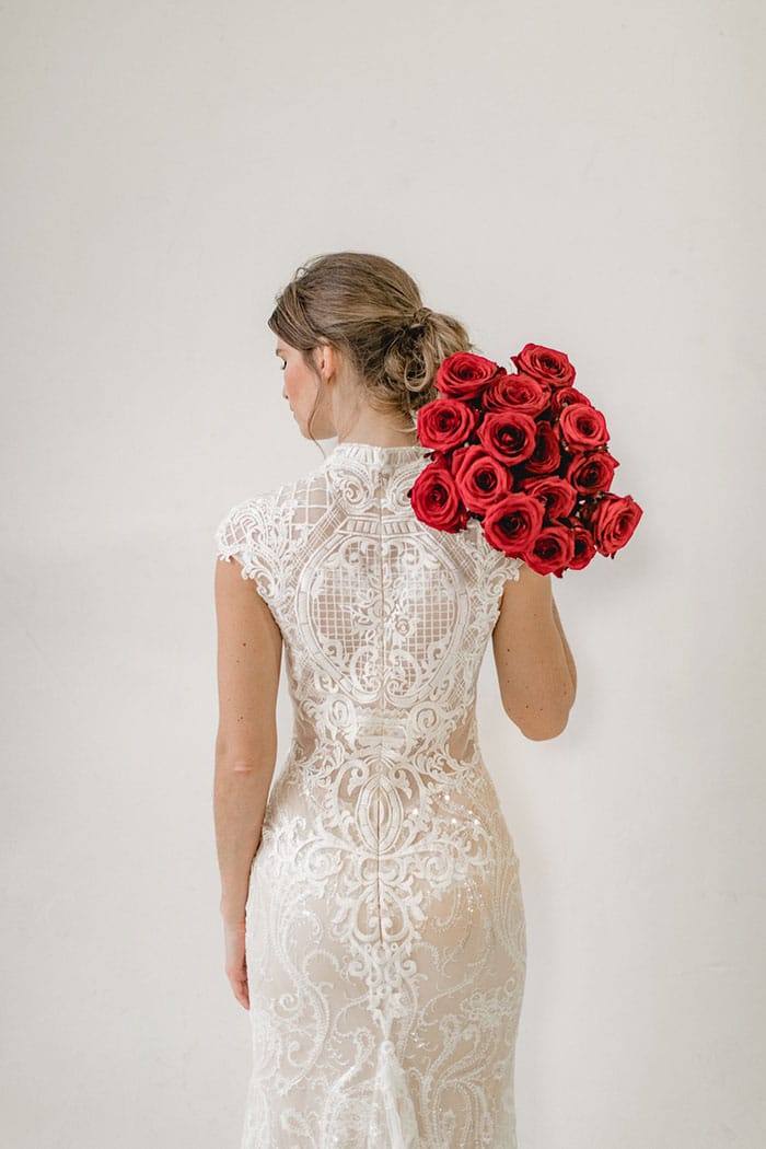 Bold Red Roses and Creative Bridal Style Come Together - Hey Wedding Lady