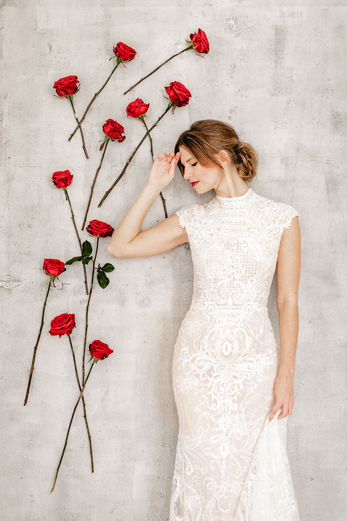 Bold Red Roses and Creative Bridal Style Come Together - Hey Wedding Lady