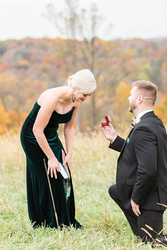 A Surprise Holiday Proposal in Emerald Green and Gold - Hey Wedding Lady