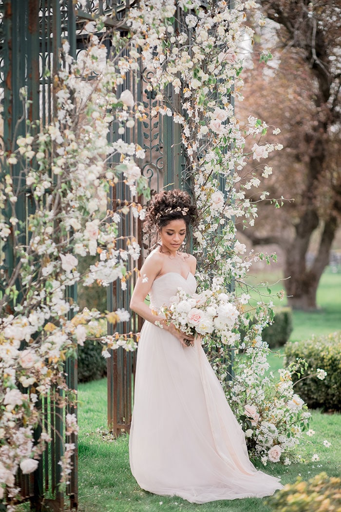 English Spring Garden Bridal Inspiration with Tea Under the Blossoming ...