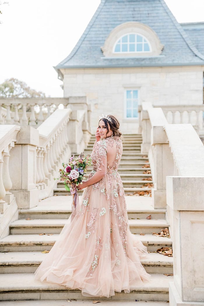 Iridescent Details for a Rose Gold Castle Wedding - Hey Wedding Lady