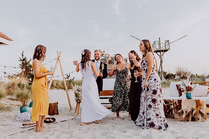 A Boho Beach Party with a Retro Trailer Bar | Hey Wedding Lady