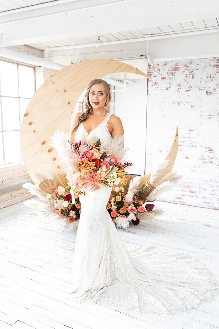 Celestial Moon Ceremony Backdrop with Terra Cotta and - Hey Wedding Lady