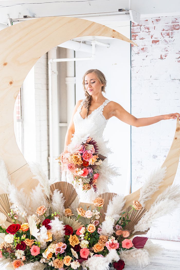 Celestial Moon Ceremony Backdrop with Terra Cotta and - Hey Wedding Lady