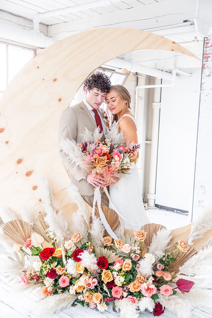 Celestial Moon Ceremony Backdrop with Terra Cotta and - Hey Wedding Lady