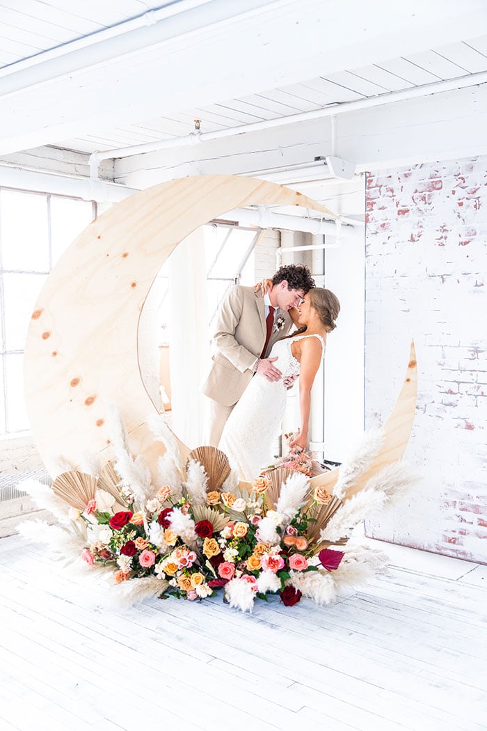 Celestial Moon Ceremony Backdrop with Terra Cotta and - Hey Wedding Lady