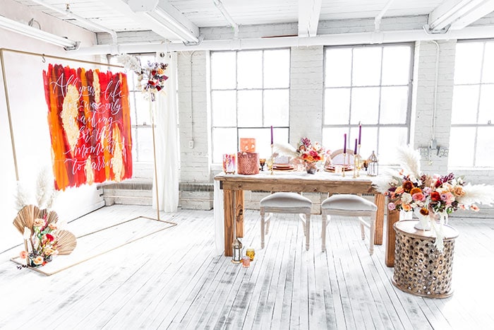 Celestial Moon Ceremony Backdrop with Terra Cotta and - Hey Wedding Lady