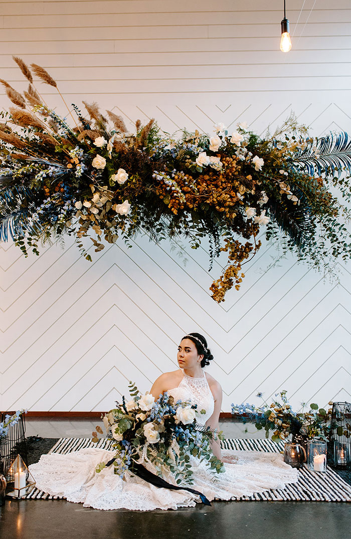 Hanging Flower Installations Elevate an Alternative Wedding | Hey ...