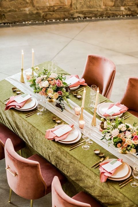 Green Tablecloth Wedding