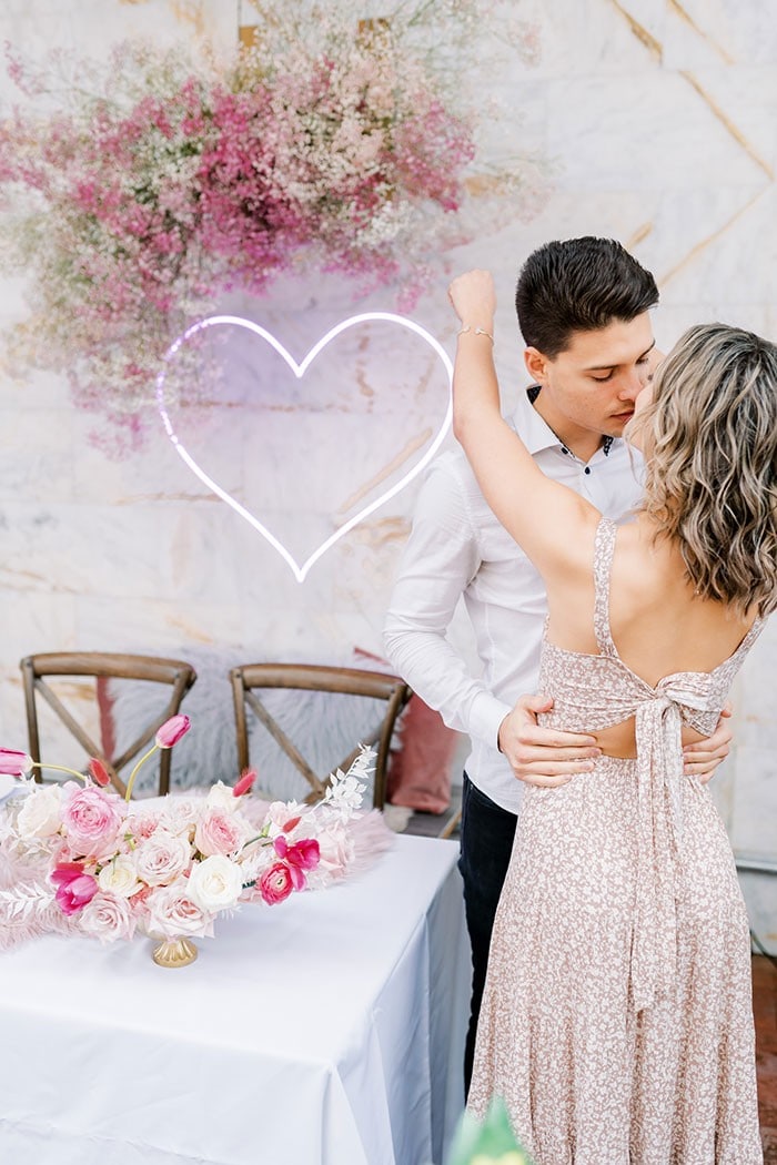 Valentine's Day Proposal with Neon Hearts and Dessert Charcuterie - Hey ...