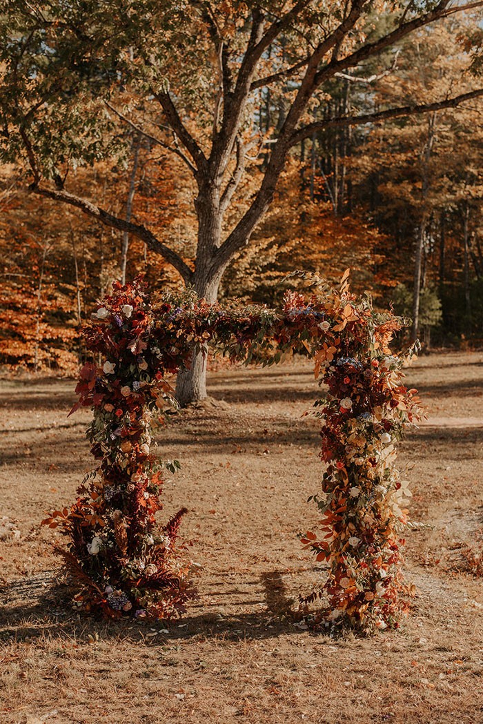 Foraged Fall Wedding Arch for a Rustic Elopement in the Woods - Hey ...